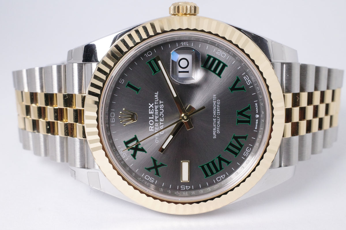 ROLEX NEW 2023 DATEJUST 41 TWO TONE YELLOW GOLD & STEEL SLATE ROMAN WI ...