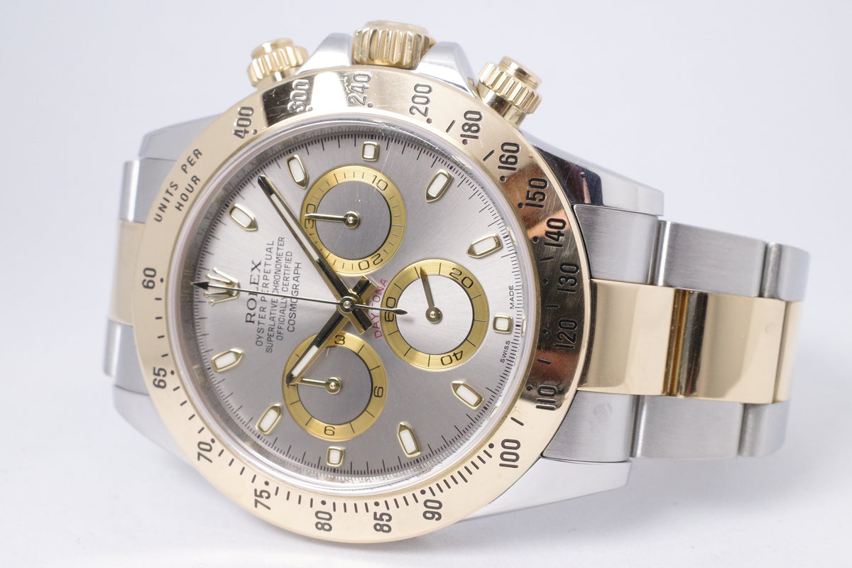 ROLEX 2018 TWO TONE DAYTONA COSMOGRAPH SLATE GREY DIAL 116523 BOX & PA ...