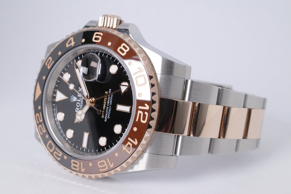 ROLEX 2024 TWO TONE GMT MASTER II ROSE GOLD & STEEL ROOT BEER 126711 B ...