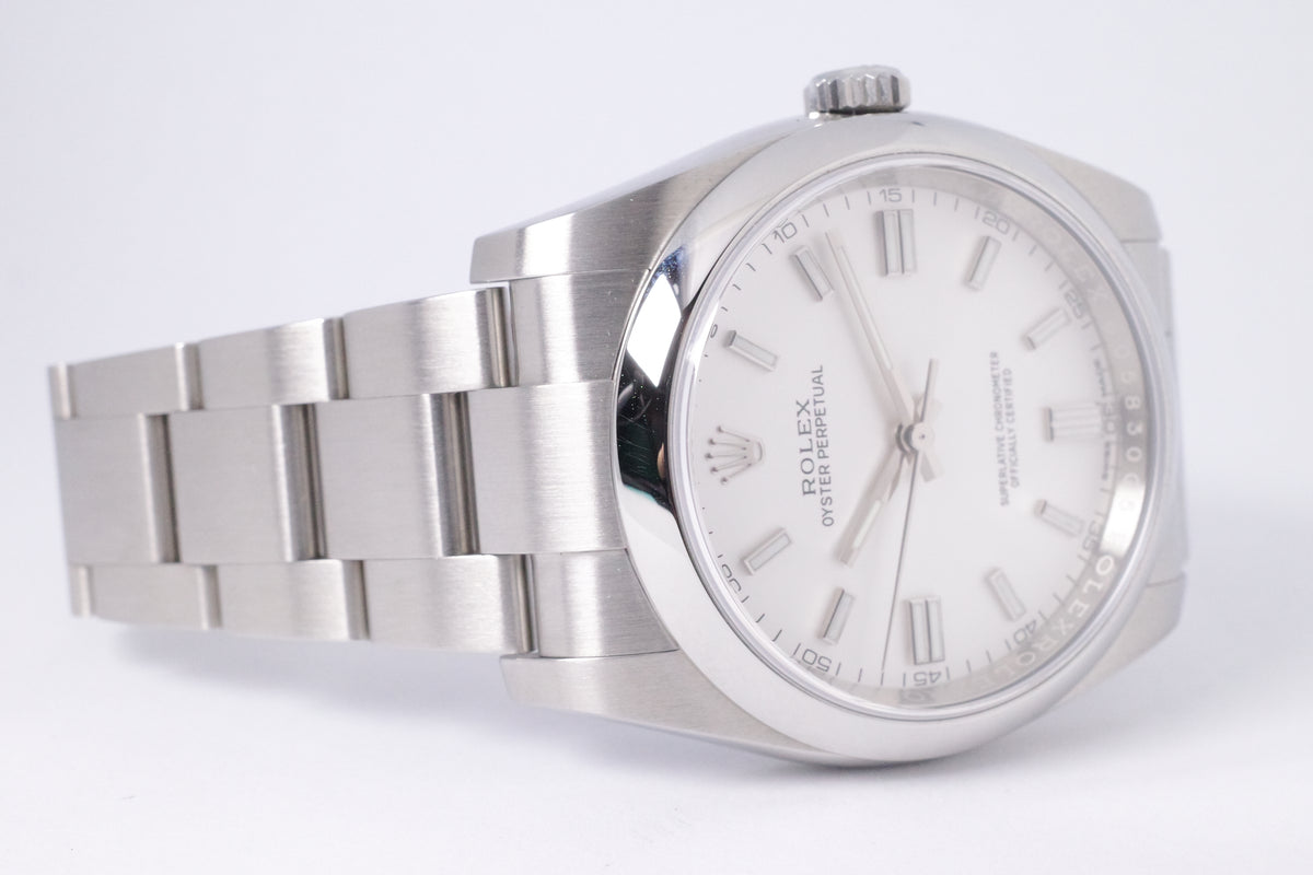 ROLEX OYSTER PERPETUAL 36 WHITE DIAL MINT 116000 BOX & PAPERS ...