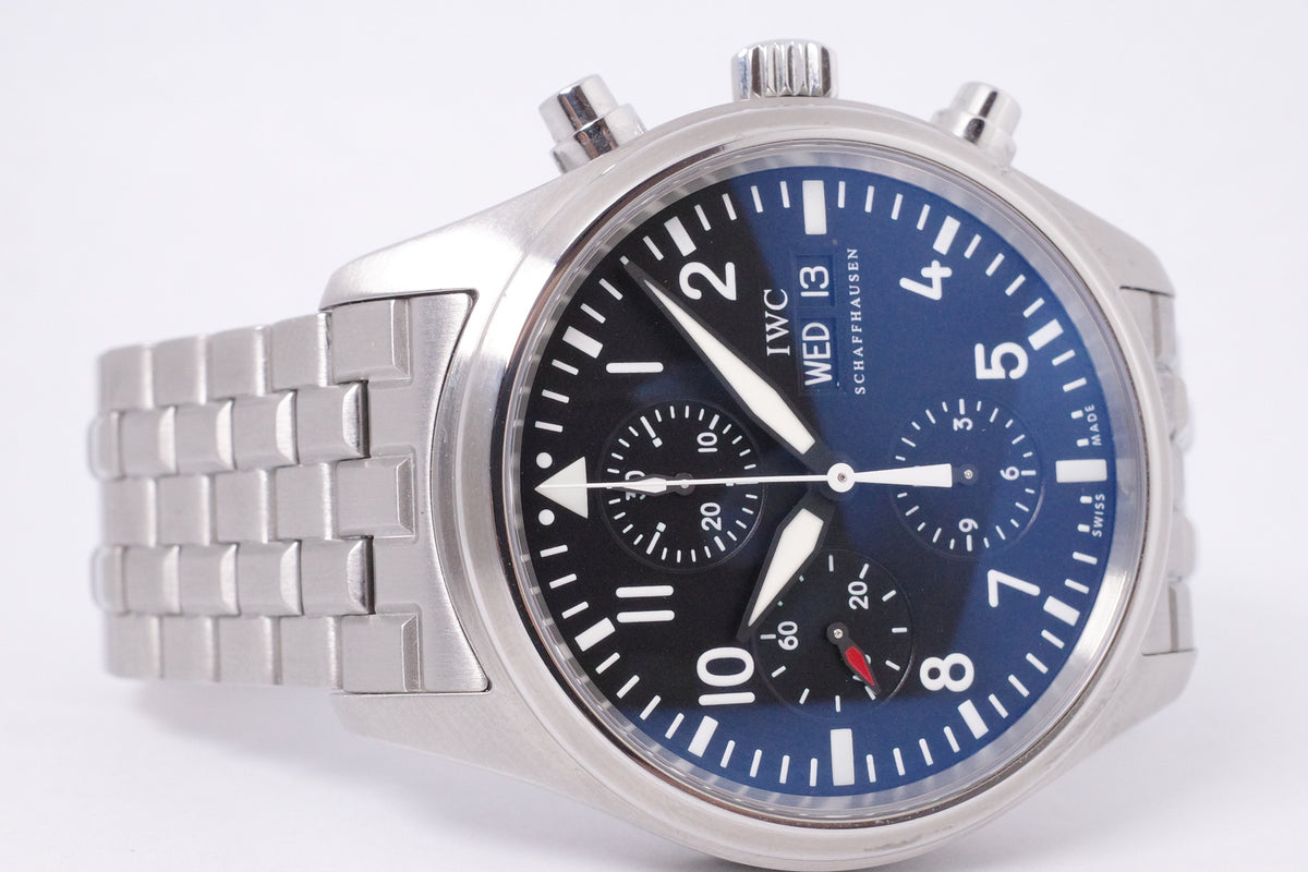 IWC PILOT CHRONOGRAPH BLACK DIAL AUTOMATIC STAINLESS STEEL IW371704 BO ...